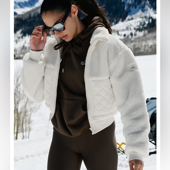 ALO Yoga | Jackets & Coats | Alo Sherpa Edge Bomber In Ivory | Poshmark